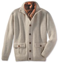 Clark Ross Royal-Alpaka Strickjacke, 48 - Beige-meliert, aus Alpaka