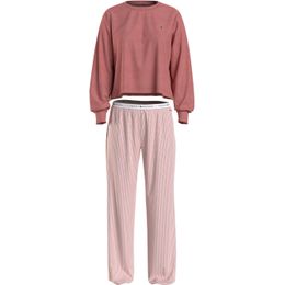 Schlafanzug Tommy Hilfiger Underwear "LONG SLEEVE JERSEY PYJ SET" Gr. XL (42/44), pink (coral clay, mini geo pink) Damen Homewear-Sets Pyjamas mit Rundhalsausschnitt