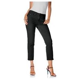 Röhrenjeans Heine Gr. 20, Kurzgrößen, blau (schwarz denim) Damen Jeans