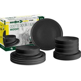 Brunner Geschirrset Midday Odette double black, 12-teilig