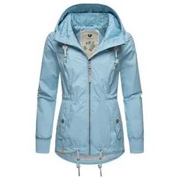 Outdoorjacke Ragwear "Danka" Gr. L (40), blau (pastellblau) Damen Jacken stylische Übergangsjacke mit großer Kapuze