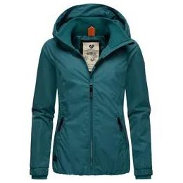 Outdoorjacke Ragwear "Dizzie" Gr. M (38), blau (metallicblau) Damen Jacken stylische Übergangsjacke mit großer Kapuze