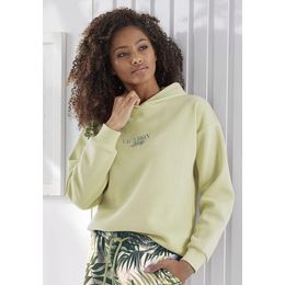 Lascana Hoodie gr&uuml;n Gr. 36/38 f&uuml;r Damen. Rundhals und Print. L&auml;ssig Geschnitten. Nachhaltig.