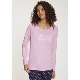 Vivance Dreams Pyjamaoberteil pink Gr. 36/38 für Damen. Rundhals und Print. Basic. Nachhaltig.