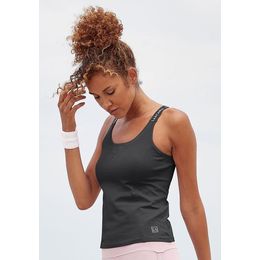 active by Lascana LASCANA ACTIVE Funktionsshirt schwarz Gr. XS (32/34) für Damen. Rundhals und Mesheinsatz, Logoschriftzüge. Basic. Nachhaltig.