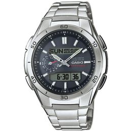 Funkchronograph CASIO FUNK "WVA-M650D-1AER", schwarz (silberfarben), Armbanduhren, Herren, Solaruhr, Armbanduhr, Herren, digital, Stoppfunktion