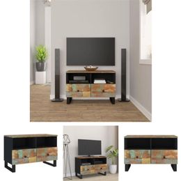 TV-Schrank 70x33x46 cm Altholz Massiv - TV-Möbel - Schwarz - The Living Store