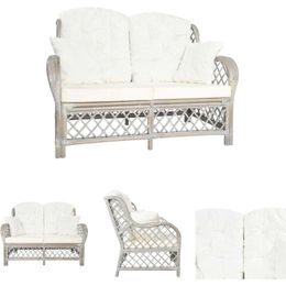 2-Sitzer-Sofa Grau Rattan - Sofas - Grau - The Living Store