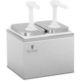 ROYAL CATERING Saucenspender Pumpspender Senfspender Dosierspender Edelstahl 2 Pumpen 2 x 2 l