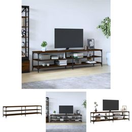 TV-Schrank Braun Eiche 200x30x50 cm Holzwerkstoff und Metall - TV-Möbel - Braun - The Living Store