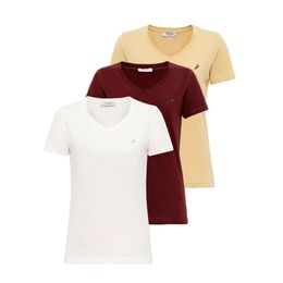 Moxx Paris T-Shirt Damen Gr&ouml;&szlig;e S hellgelb / burgunder / wei&szlig;