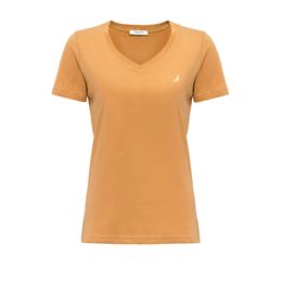 Moxx Paris V-Neck T-Shirt Damen Gr&ouml;&szlig;e XL camel / wei&szlig;