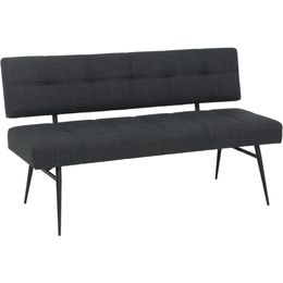 Sitzbank Hela "LAURA" Sitzbänke Gr. B/H/T: 160 cm x 90 cm x 52 cm, Webstoff-Polyester, grau (anthrazit, schwarz) Einzelbank mit Rücken; Webstoff; Federkorb; Vierfußgestell