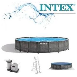 Intex Frame Pool Set Greywood rund 549 x 122 cm inklusive Zubehör