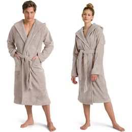 Möve Unisex-Bademantel MÖVE "Superwuschel Kapuze" Hausmäntel Gr. M Länge: 120 cm, weiß (cashmere) in Uni