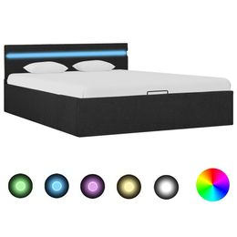 vidaXL Bett mit Bettkasten Hydraulisch LED Dunkelgrau Stoff 140x200 cm 285603