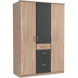 Kleiderschrank wimex "Click" Schränke Gr. B/H/T: 135 cm x 199 cm x 58 cm, 3 St., grau (struktureichefarben hell, graphitfarben) Drehtürenschrank Kleiderschrank Drehtürenschränke Schränke ohne Spiegel