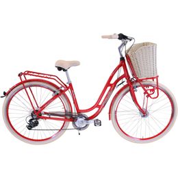 Cityrad FASHION LINE Fahrräder Gr. 48cm, 28 Zoll (71,12cm), rot (rot + rot) für Damen, Kettenschaltung