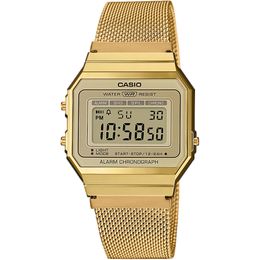 Chronograph CASIO VINTAGE "A700WEMG-9AEF" Armbanduhren goldfarben Damen Quarzuhr, Armbanduhr, Damen, Herren, digital, retro, Stoppfunktion