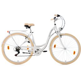 KS-Cycling Cityrad KS CYCLING "Balloon" Fahrräder Gr. 48cm, 28 Zoll (71,12cm), weiß für Damen, Kettenschaltung