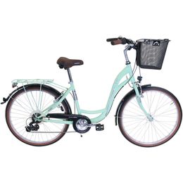 Cityrad FASHION LINE Fahrräder Gr. 43cm, 26 Zoll (66,04cm), grün (grün + grün) für Damen und Herren, Kettenschaltung