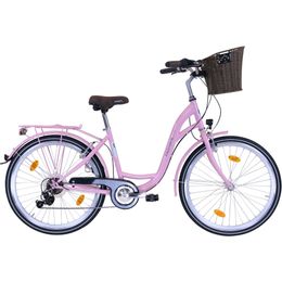 Cityrad FASHION LINE Fahrräder Gr. 43 cm, 26 Zoll (66,04 cm), rosa Alle Fahrräder für Damen und Herren, Kettenschaltung