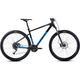 Mountainbike GHOST "Kato Universal AL" Fahrräder Gr. 40 cm, 27,5 Zoll (69,85 cm), schwarz (hellblau, schwarz) für Damen und Herren, Kettenschaltung