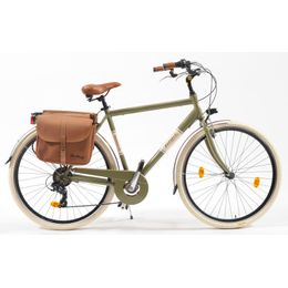 Cityrad VENICE - I LOVE ITALY "Citybike 605 Alu Man" Fahrräder Gr. 50 cm, 28 Zoll (71,12 cm), grün (schlamm, grau) für Herren, Kettenschaltung