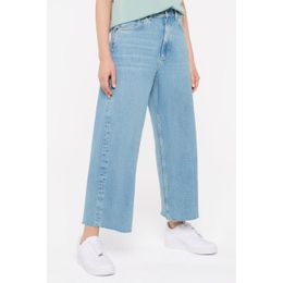 Mom-Jeans Harlem Soul Gr. 28, Normalgrößen, blau Damen Jeans mit offener Kante am Saum