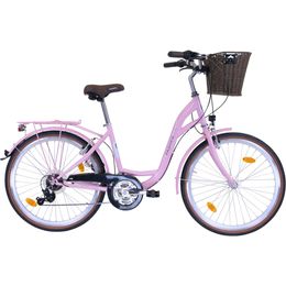 Cityrad FASHION LINE Fahrräder Gr. 43cm, 26 Zoll (66,04cm), rosa (hellrosa) für Damen und Herren, Kettenschaltung