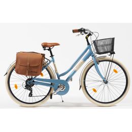 Cityrad VENICE - I LOVE ITALY "Citybike 605 Alu Lady" Fahrräder Gr. 46 cm, 28 Zoll (71,12 cm), blau (blau, blau) für Damen, Kettenschaltung