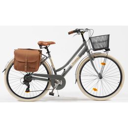 Cityrad VENICE - I LOVE ITALY "Citybike 605 Alu Lady" Fahrräder Gr. 46 cm, 28 Zoll (71,12 cm), grau (grau, grau) für Damen, Kettenschaltung