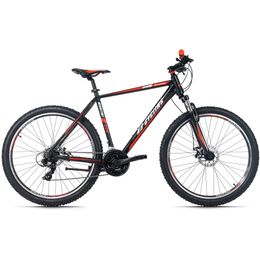 KS-Cycling Mountainbike KS CYCLING "Morzine" Fahrräder Gr. 53 cm, 27,5 Zoll (69,85 cm), schwarz (schwarz, rot) Hardtail für Herren, Kettenschaltung