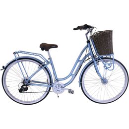 Cityrad FASHION LINE Fahrräder Gr. 48cm, 28 Zoll (71,12cm), blau (hellblau + hellblau) für Damen, Kettenschaltung