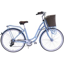 Cityrad FASHION LINE Fahrräder Gr. 48cm, 28 Zoll (71,12cm), blau (hellblau + hellblau) für Damen, Kettenschaltung