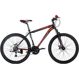 KS-Cycling Mountainbike KS CYCLING "Catappa" Fahrräder Gr. 50 cm, 26 Zoll (66,04 cm), schwarz (schwarz, rot) Hardtail für Damen und Herren, Kettenschaltung