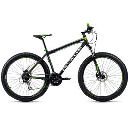 KS-Cycling Mountainbike KS CYCLING "Xceed" Fahrräder Gr. 50 cm, 27,5 + Zoll (69,85 cm), schwarz (schwarz, grün) Hardtail für Herren, Kettenschaltung