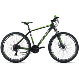 KS-Cycling Mountainbike KS CYCLING "Morzine" Fahrräder Gr. 48 cm, 27,5 Zoll (69,85 cm), schwarz (schwarz, grün) Hardtail für Herren, Kettenschaltung