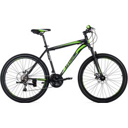 KS-Cycling Mountainbike KS CYCLING "Catappa" Fahrräder Gr. 50 cm, 26 Zoll (66,04 cm), schwarz (schwarz, grün) Hardtail für Damen und Herren, Kettenschaltung