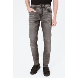 Slim-fit-Jeans Harlem Soul "CLE-VE" Gr. 36, Länge 32, grau Herren Jeans 5-Pocket-Jeans mit Destroy-Effekte