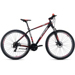 KS-Cycling Mountainbike KS CYCLING "Morzine" Fahrräder Gr. 48 cm, 29 Zoll (73,66 cm), schwarz (schwarz, rot) Hardtail für Herren, Kettenschaltung