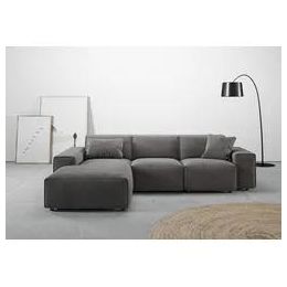 Ecksofa Andas "Glimminge L-Form auch in Breitcord, Feincord + Easy care-Bezug" Sofas Gr. B/H/T: 264cm x 71cm x 191cm, Cord, Ottomane links, grau (dark grey) Breite 264, Zierkissen