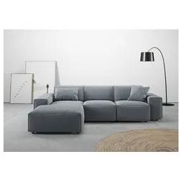 Ecksofa Andas "Glimminge L-Form auch in Breitcord, Feincord + Easy care-Bezug" Sofas Gr. B/H/T: 264cm x 71cm x 191cm, Cord, Ottomane links, blau (petrol) Breite 264, Zierkissen