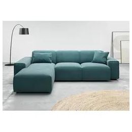 Ecksofa Andas "Glimminge L-Form auch in Breitcord, Feincord + Easy care-Bezug" Sofas Gr. B/H/T: 264cm x 71cm x 191cm, Cord, Ottomane rechts, blau (petrol) Breite 264, Zierkissen