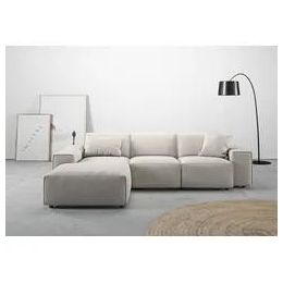 Ecksofa Andas "Glimminge L-Form auch in Breitcord, Feincord + Easy care-Bezug" Sofas Gr. B/H/T: 264cm x 71cm x 191cm, Flachgewebe, Ottomane links, beige (nature) Breite 264, Zierkissen