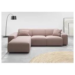 Ecksofa Andas "Glimminge L-Form auch in Breitcord, Feincord + Easy care-Bezug" Sofas Gr. B/H/T: 264cm x 71cm x 191cm, Cord, Ottomane rechts, rosa Breite 264, Zierkissen