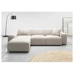 Ecksofa Andas "Glimminge L-Form auch in Breitcord, Feincord + Easy care-Bezug" Sofas Gr. B/H/T: 264cm x 71cm x 191cm, Flachgewebe, Ottomane rechts, beige (nature) Breite 264, Zierkissen