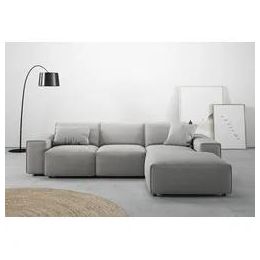 Ecksofa Andas "Glimminge L-Form auch in Breitcord, Feincord + Easy care-Bezug" Sofas Gr. B/H/T: 264cm x 71cm x 191cm, Flachgewebe, Ottomane rechts, grau (light grey) Breite 264, Zierkissen