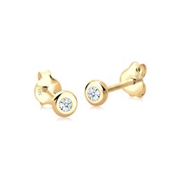 Paar Ohrstecker Elli DIAMONDS "Basic Elegant Klassisch Diamant 585 Gelbgold" Ohrringe Gr. OneSize, 0.012 ct P1 = bei 10-facher Vergrößerung erkennbare Einschlüsse mit Diamanten, Gelbgold 585, weiß (weiß, weiß) Damen