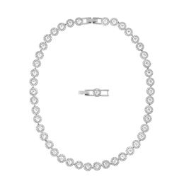 Collier Swarovski "ANGELIC, WEISS, RHODINIERT, 5117703" Halsketten Gr. Metall, Länge: 40 cm Breite: 7,7 mm, silberfarben Damen Colliers mit Swarovski Kristall